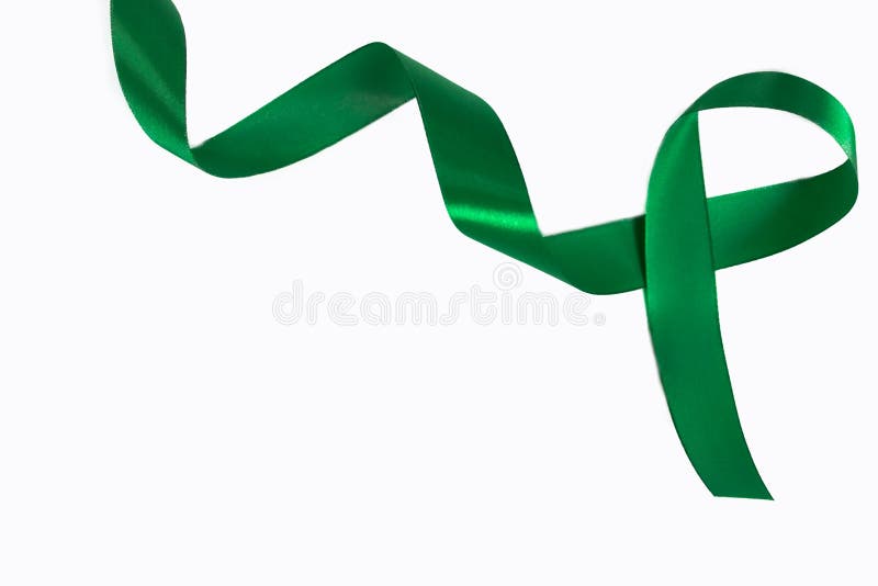 Green Curly Ribbon Bow on White Background Stock Photo - Image of ...