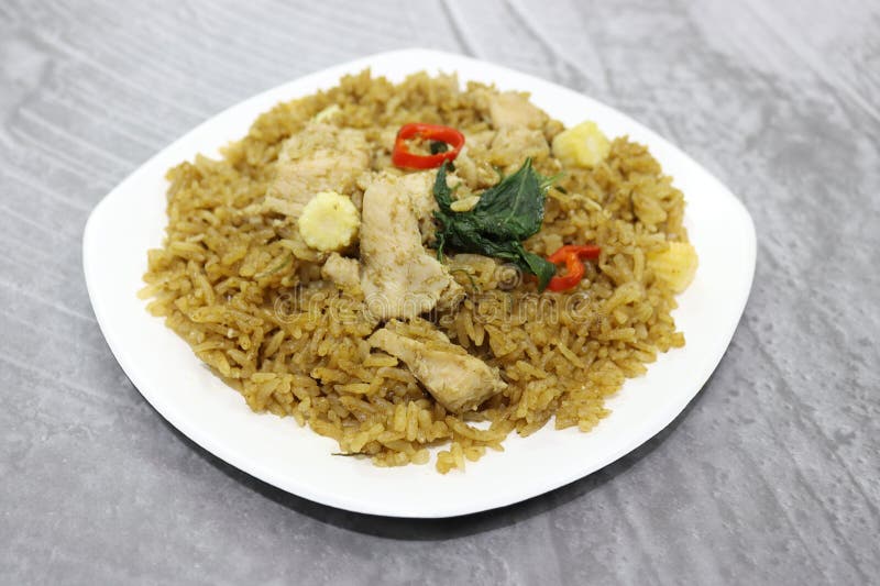Green Curry Chicken Mixed with Rice, Thai Food Stock Photo - Image of ...