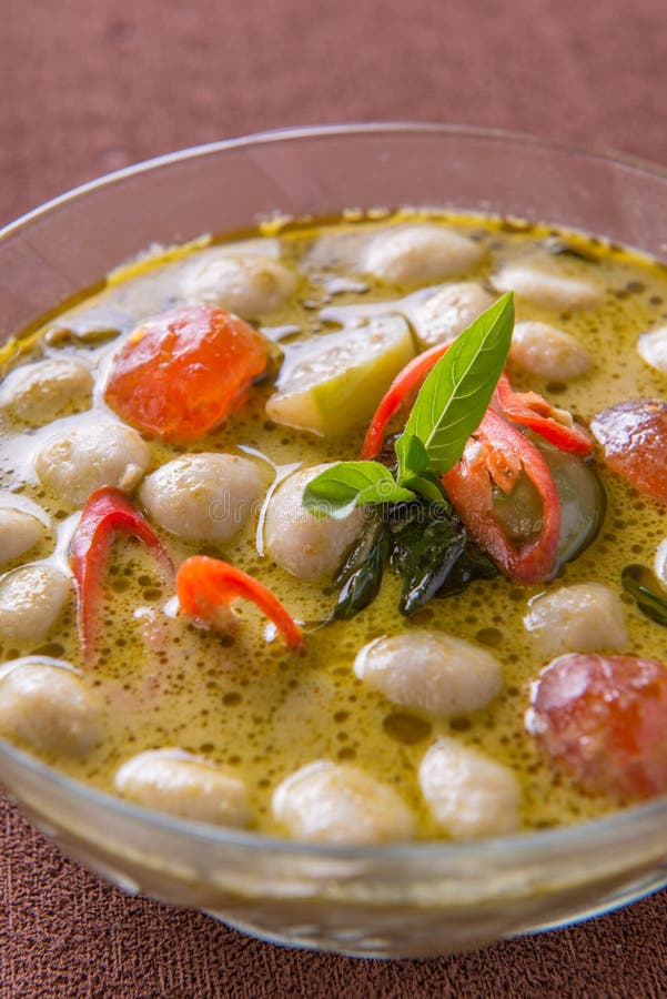 Green Curry With Fish Balls Stock Photo - Image of coconut, bowl: 28416462