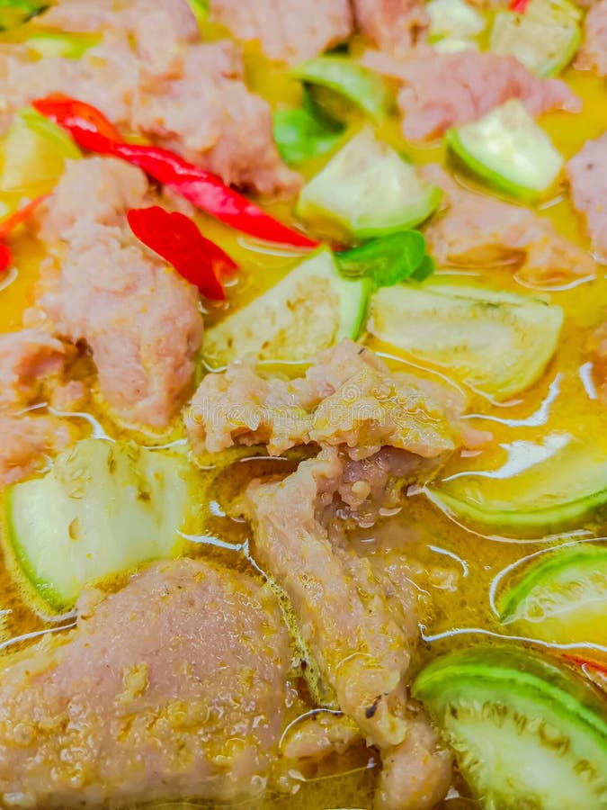 Green Curry with Fish Balls, Thai Food. Stock Image - Image of dining ...