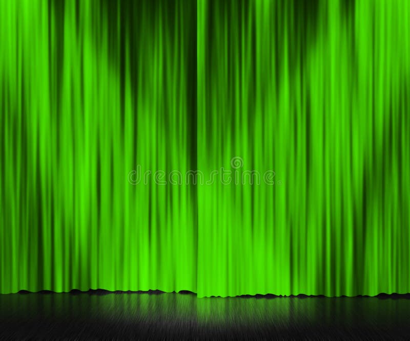 Green Curtain Stage Background Stock Photo - Image of broadway ...