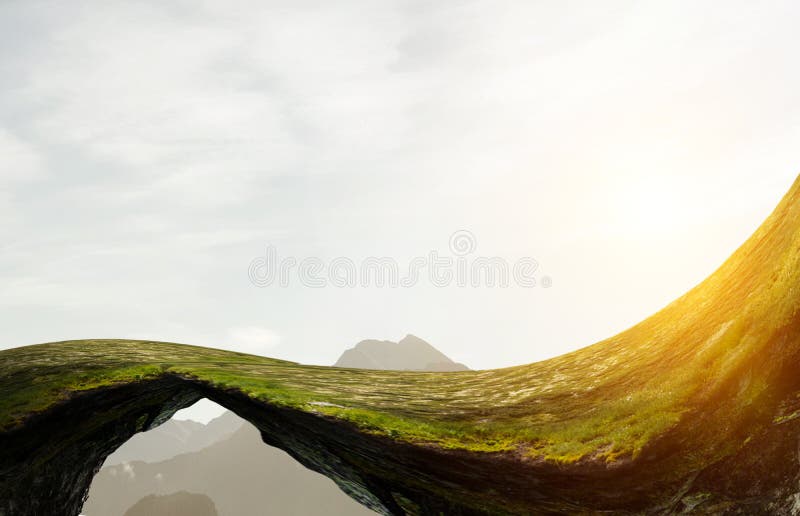 Green Curved Landscape with Grass Stock Image - Image of hill, world ...