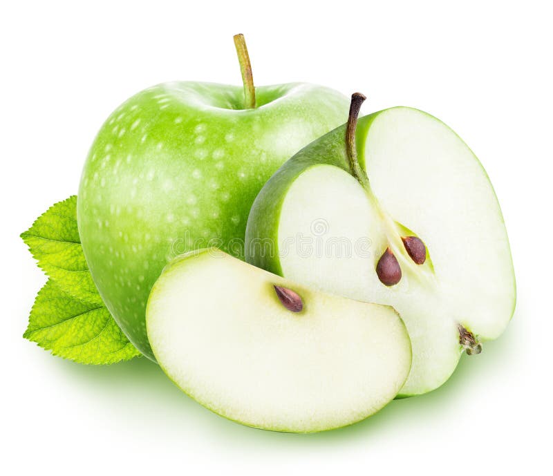 Green Cut Apple Set Isolated on a White Background Stock Image - Image ...