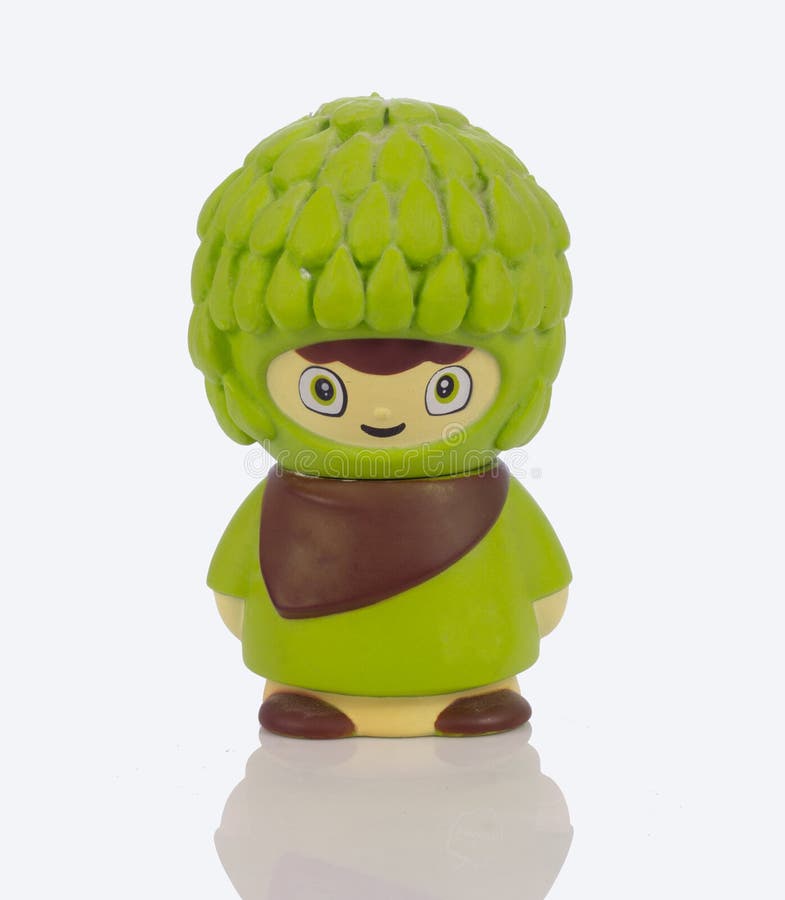 Green Cute Little Baby Creature on White Stock Image - Image of ...