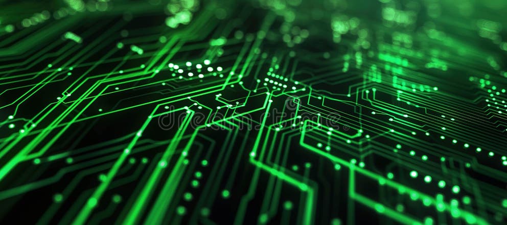 Green Cyber Digital Computer Network Electronic Frame Background Stock ...