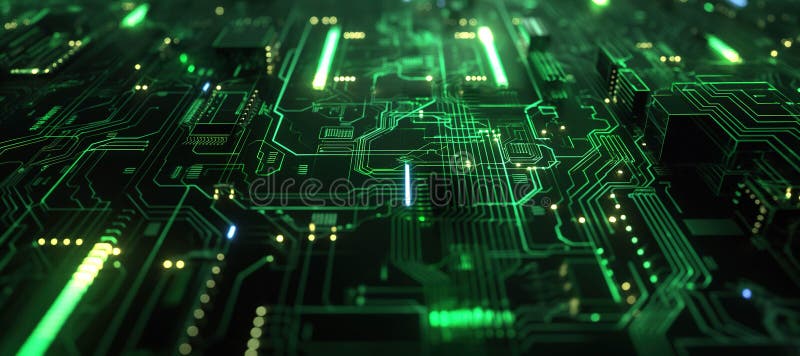 Green Cyber Digital Computer Network Electronic Frame Background Stock ...