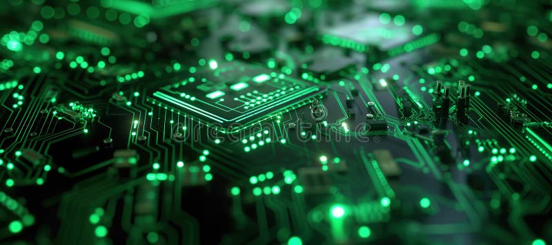 Green Cyber Digital Computer Network Electronic Frame Background Stock ...