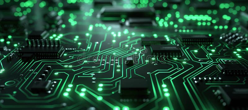 Green Cyber Digital Computer Network Electronic Frame Background Stock ...