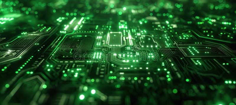 Green Cyber Digital Computer Network Electronic Frame Background Stock ...