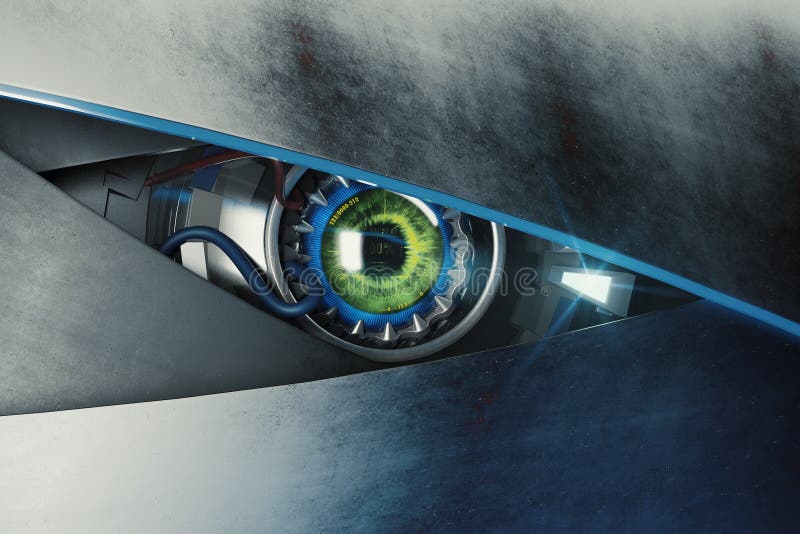 Green Cyber Eye with Mean Look Stock Illustration - Illustration of ...