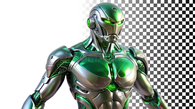 Green Cyborg Character, Futuristic Robot, Sci-fi Android, Tech Warrior ...