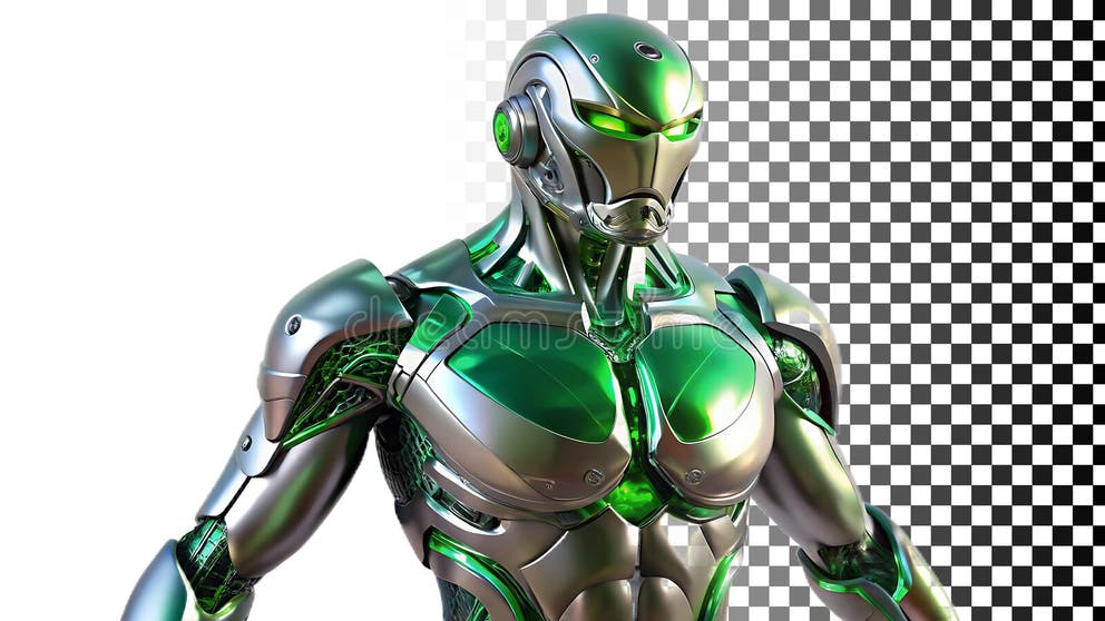Green Cyborg Character, Futuristic Robot, Sci-fi Android, Tech Warrior ...