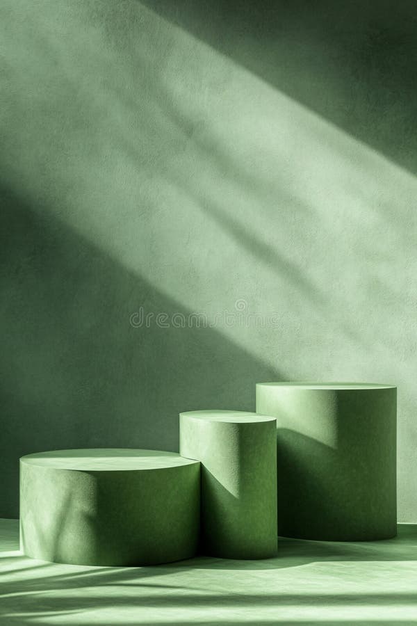 Green Cylindrical Product Display Platforms with High Quality Image ...