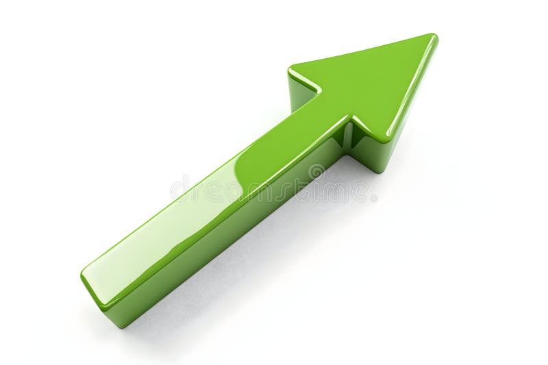 Green 3d Arrow Pointing Upward on White Background Stock Illustration ...