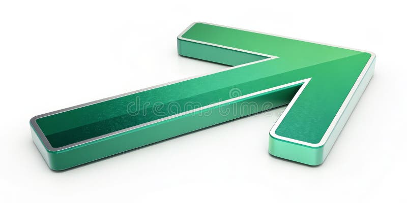 Green 3D Arrow Upward Direction, Gradient Texture, Metallic Trim, 3D ...