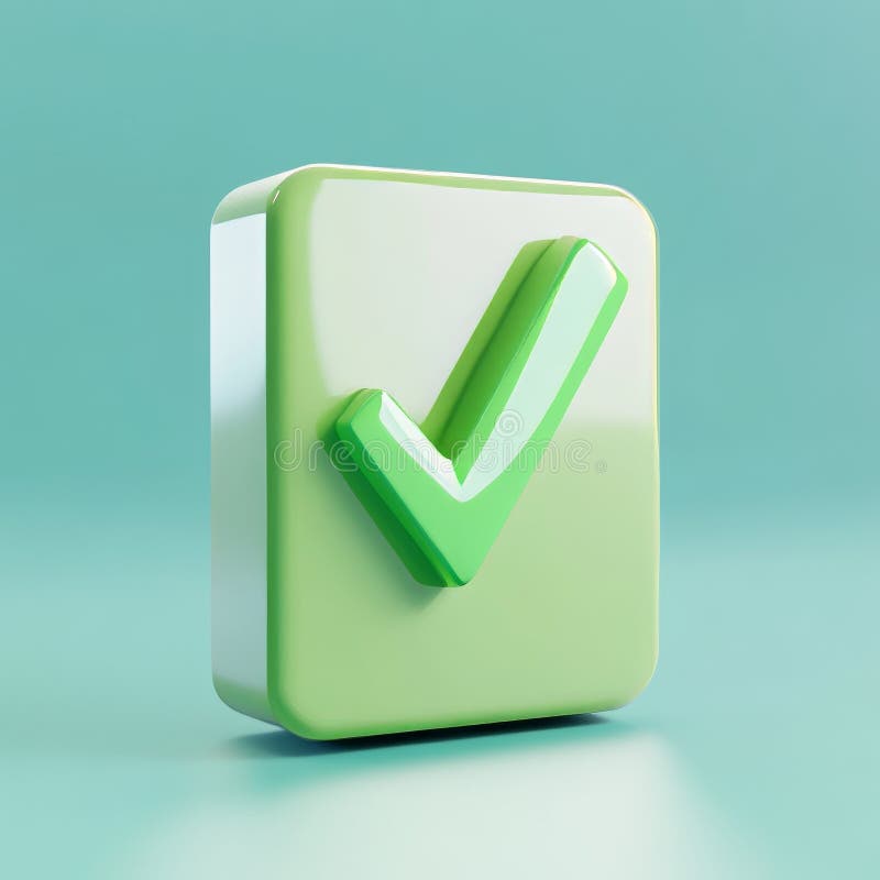 Green 3d Check Mark Icon on Blue Background. Eps 10 Vector File Stock ...