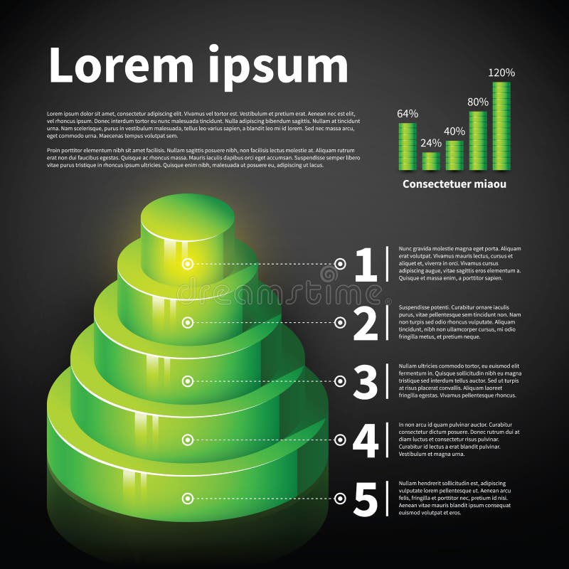 Green 3d Cone Chart with Some Infographic Elements. Stock Vector ...