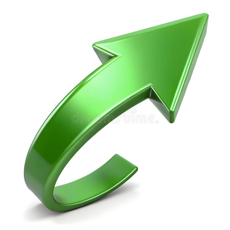 Green 3D Curved Arrow on White Background Stock Illustration ...