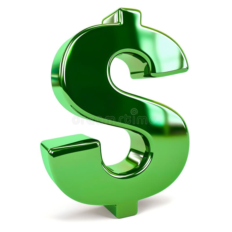Green 3 D Dollar on White Background Stock Illustration - Illustration ...