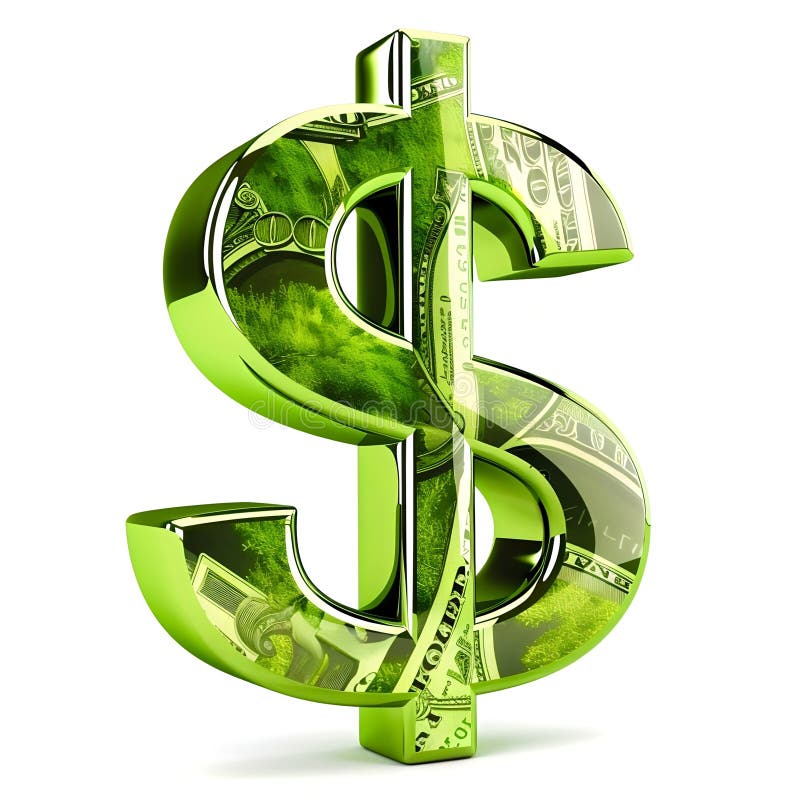 Green 3 D Dollar on White Background Stock Illustration - Illustration ...