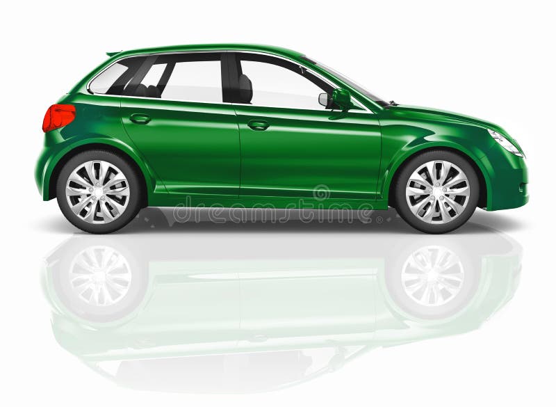 Green 3D Hatchback Car Illustration Isolated Stock Illustration ...