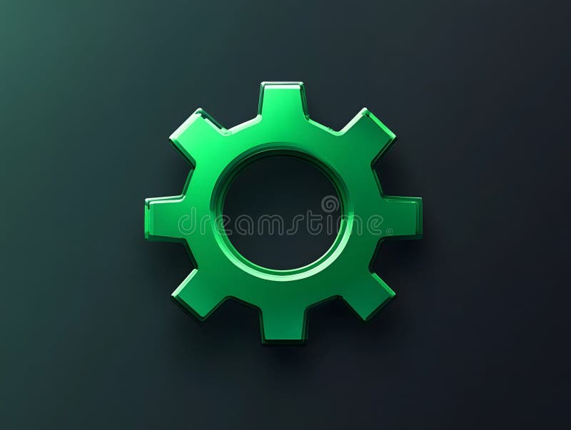 Green 3d Mechanical Gear Technology Work Icon Logo Stock Illustration ...