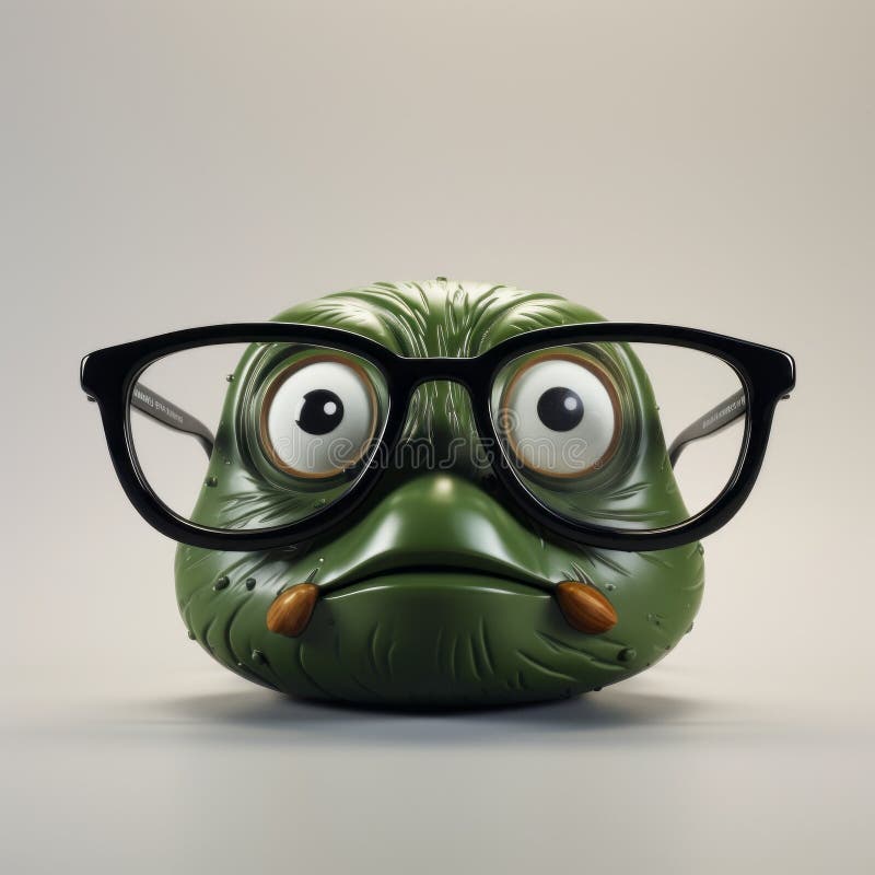 Expressive Frog with Glasses on Grey Background Photobashing and ...