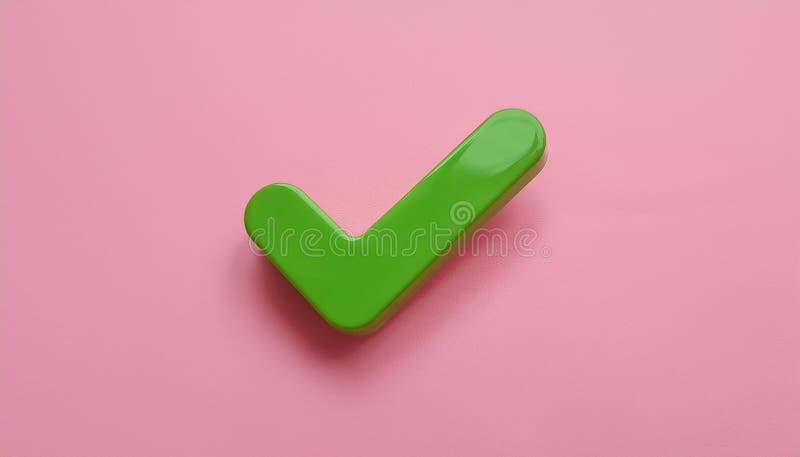 Green 3D Tick Icon, Done Symbol, Check Mark on Pink Background Stock ...