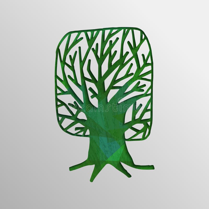 Green 3d Tree Cutout Design Concept of Nature Help Stock Vector ...