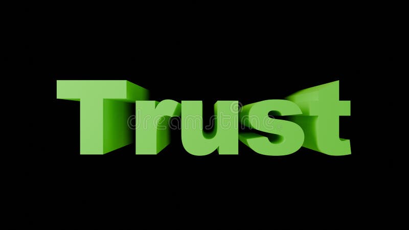 Green 3D Trust Text on Black Background Conveying Reliability Concept ...