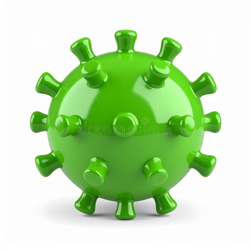 Green 3D Virus Model on White Background Stock Illustration ...
