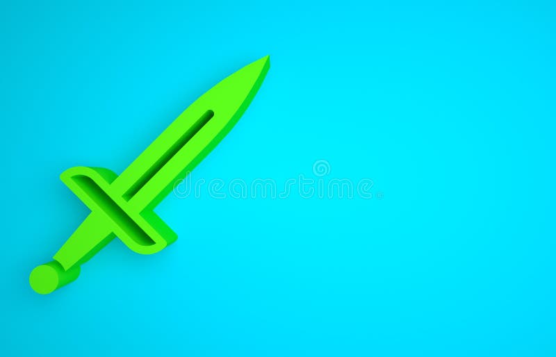 Green Dagger Icon Isolated on Blue Background. Knife Icon. Sword with ...