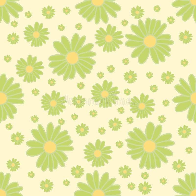 Green Daisies Ditsy Seamless Pattern Design. Stock Vector ...