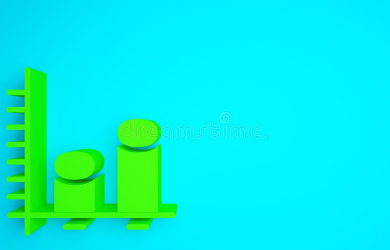 Green Data Analysis Icon Isolated on Blue Background. Minimalism ...