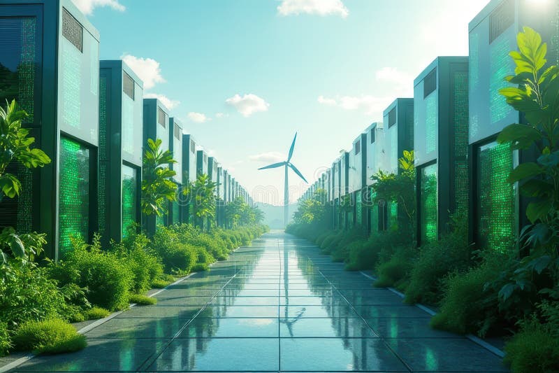 Green Data Center Architecture Stock Illustration - Illustration of ...
