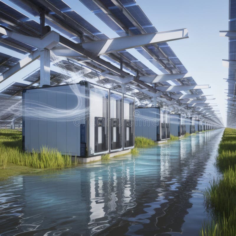 Green Data Centers: a Row of Modular Data-center Pods Nestled among ...