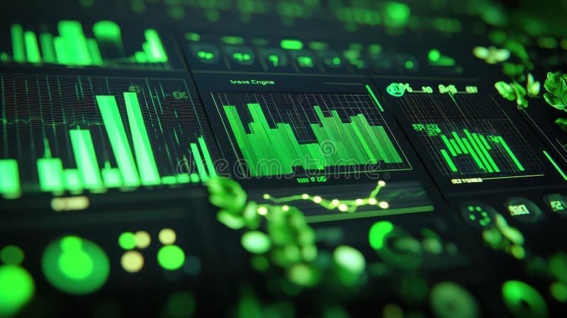 Green Data Futuristic Financial Dashboard with Organic Elements Stock ...