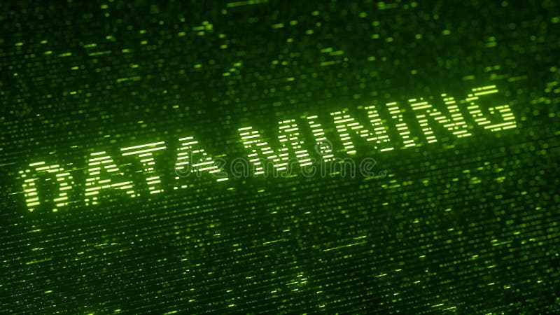 Green DATA MINING Text Made with Flying Luminescent Particles ...