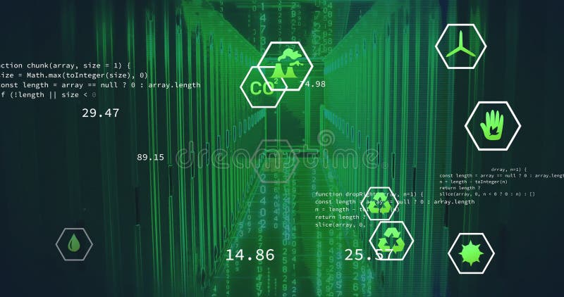 Environmental Symbols in Hexagonal Icons on Animation of Digital ...