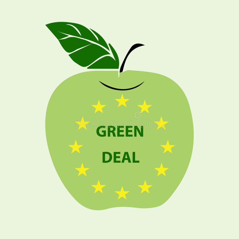 Apple with the Text Green Deal on it and the European Union Gold Stars ...