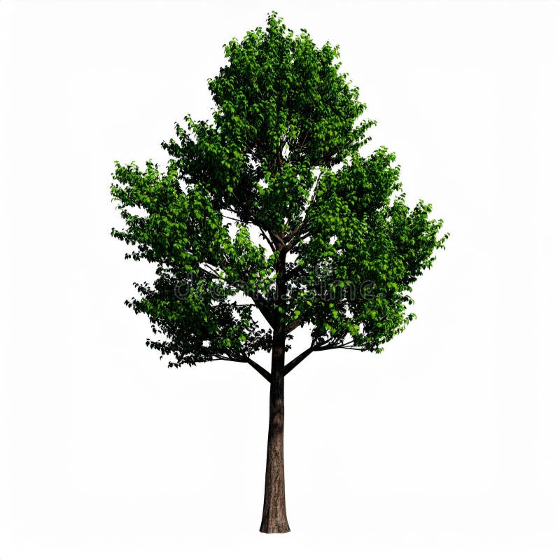 Green Deciduous Tree Isolated on White Background Stock Illustration ...
