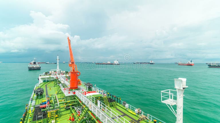 Green Deck of the Tanker Under Blue Sky Timelapse Stock Photo - Image ...