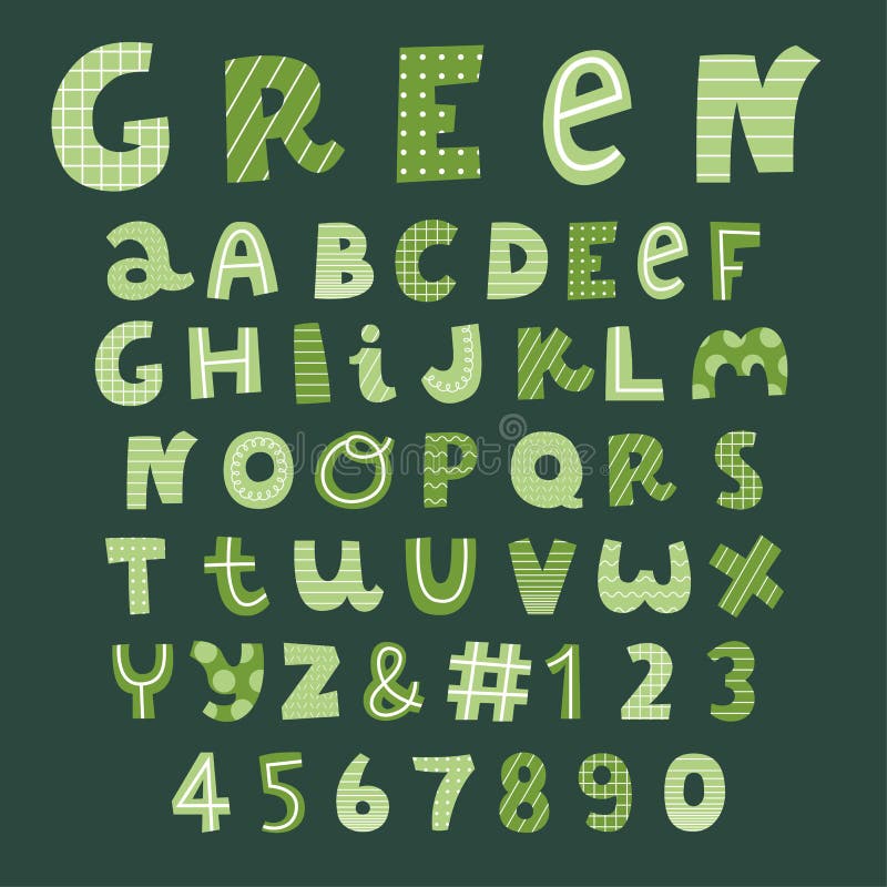 Green Decorative Vector Font Collection Stock Vector - Illustration of ...