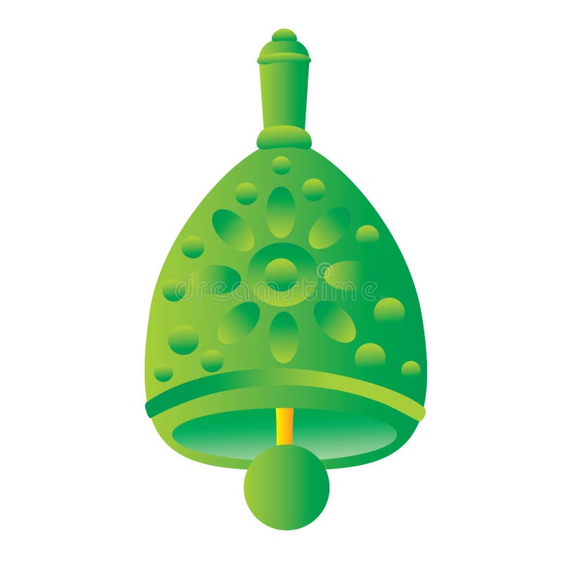 Green Decorative Bell, Cartoon Illustration, Isolated Object on White ...