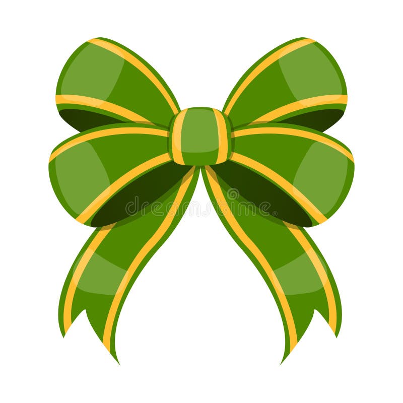Green Decorative Bow with Yellow Trim Vector Illustration Image Stock ...