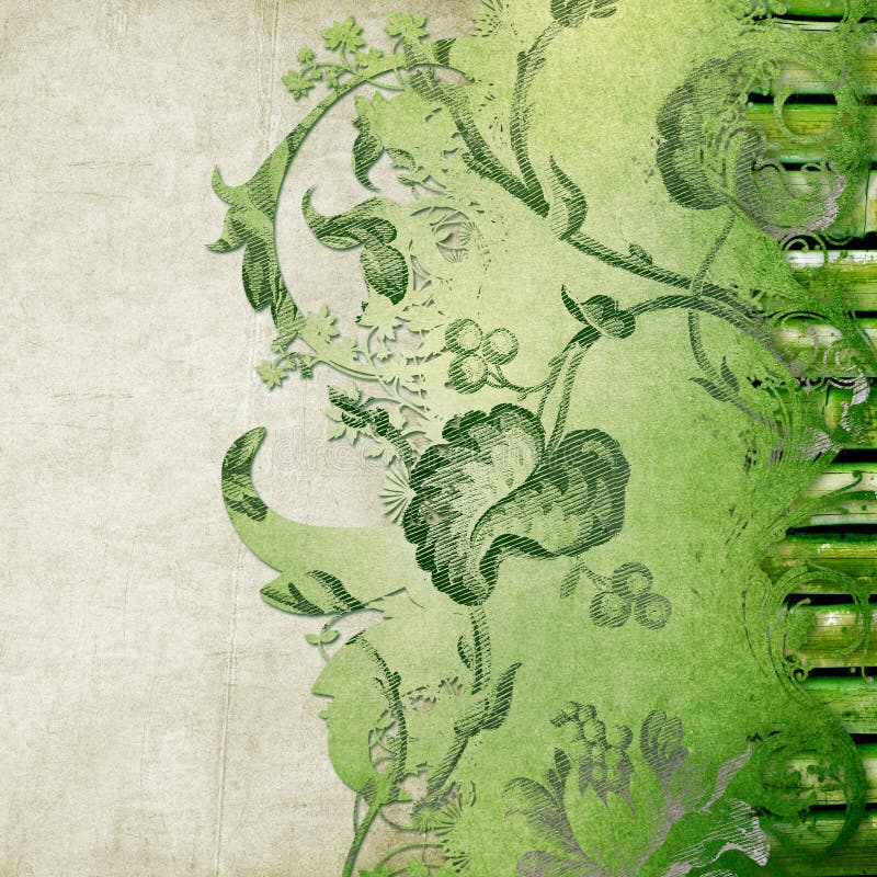 Green Decorative Floral Background Stock Photo - Image of aged ...