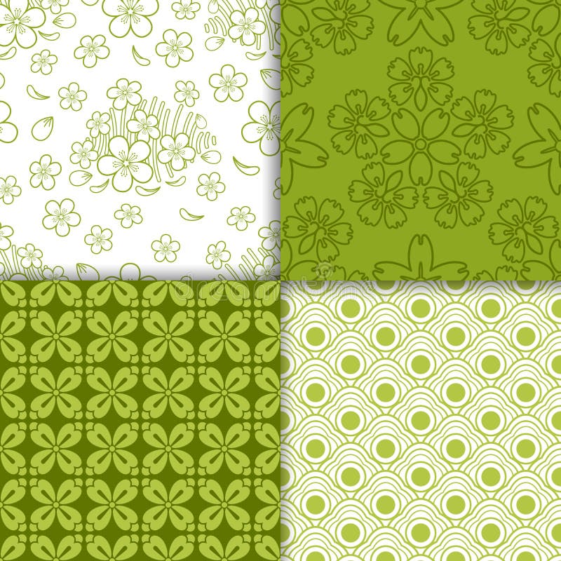 Green Decorative Floral Wallpaper Pattern Set Stock Vector ...