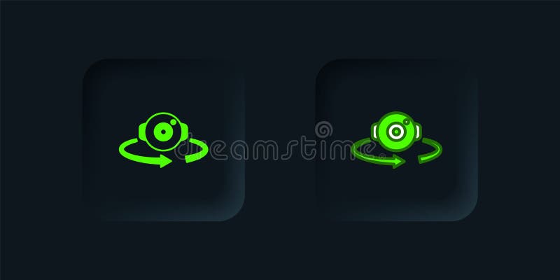 Green 360 Degree View Icon Isolated on Black Background. Virtual ...