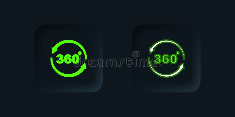 Green 360 Degree View Icon Isolated on Black Background. Virtual ...