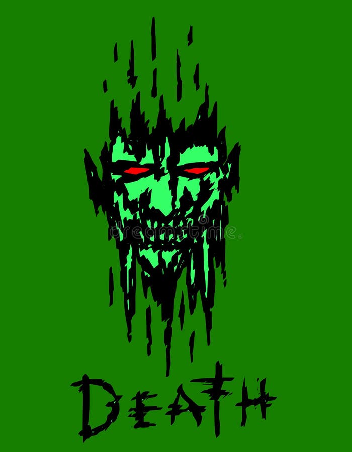 Green Demon Face. Vector Illustration. Stock Vector - Illustration of ...